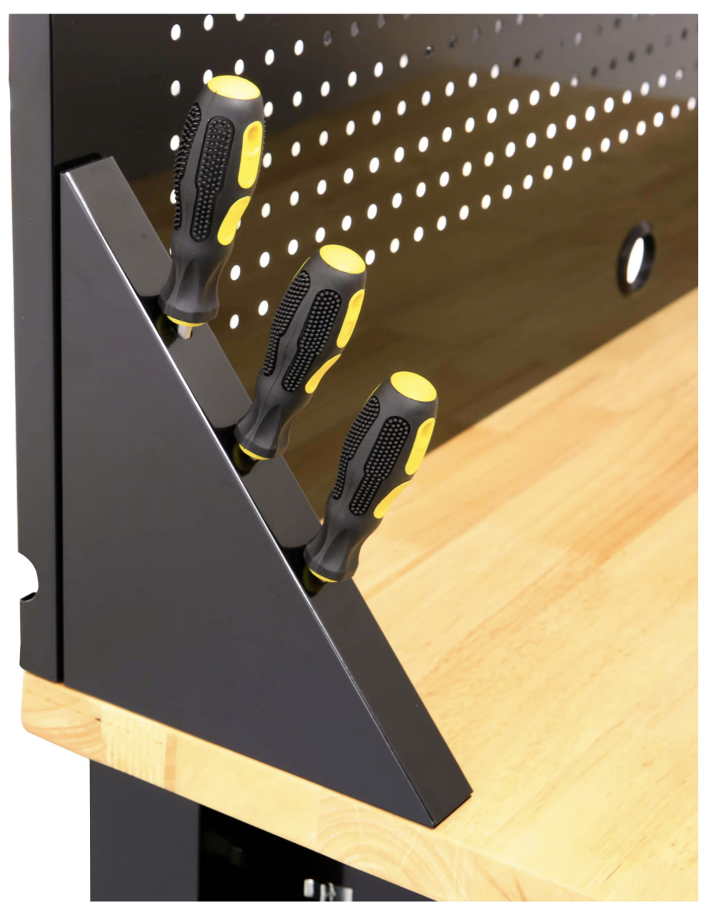 Husky 48 in. W x 20 in. D 1-Drawer Black Workbench with Pegboard and ...