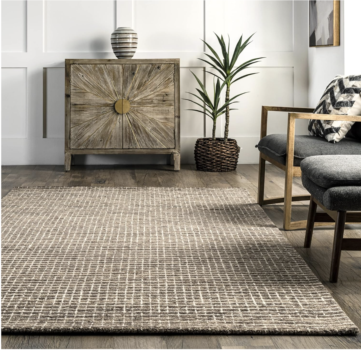 Rugs USA x Arvin Olano Melrose Checked Wool Area Rug - 8x10 Area Rug ...