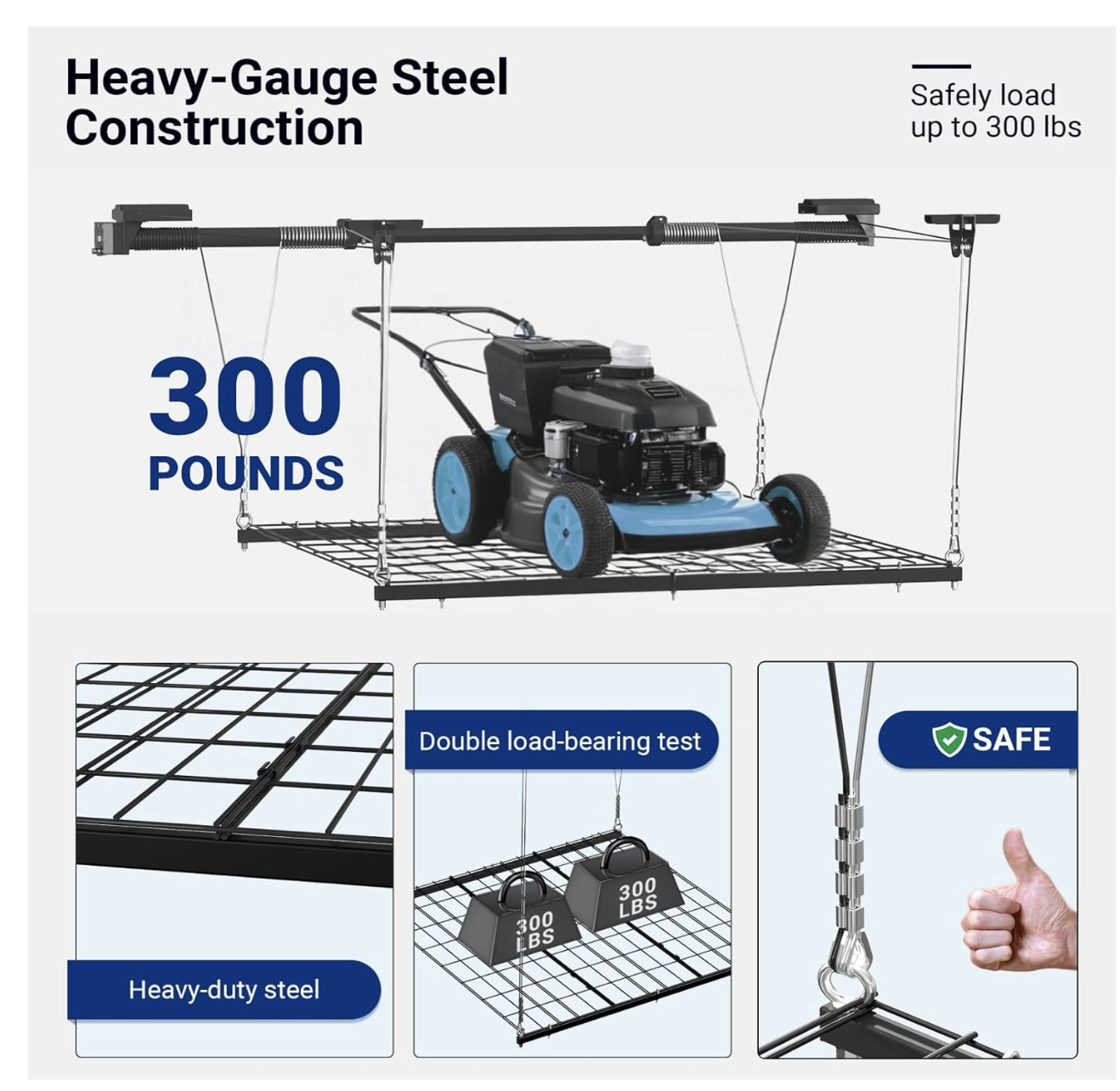 FLEXIMOUNTS GL1 Overhead Garage Lifting Storage Rack, 4x4 Ft (9 Units ...