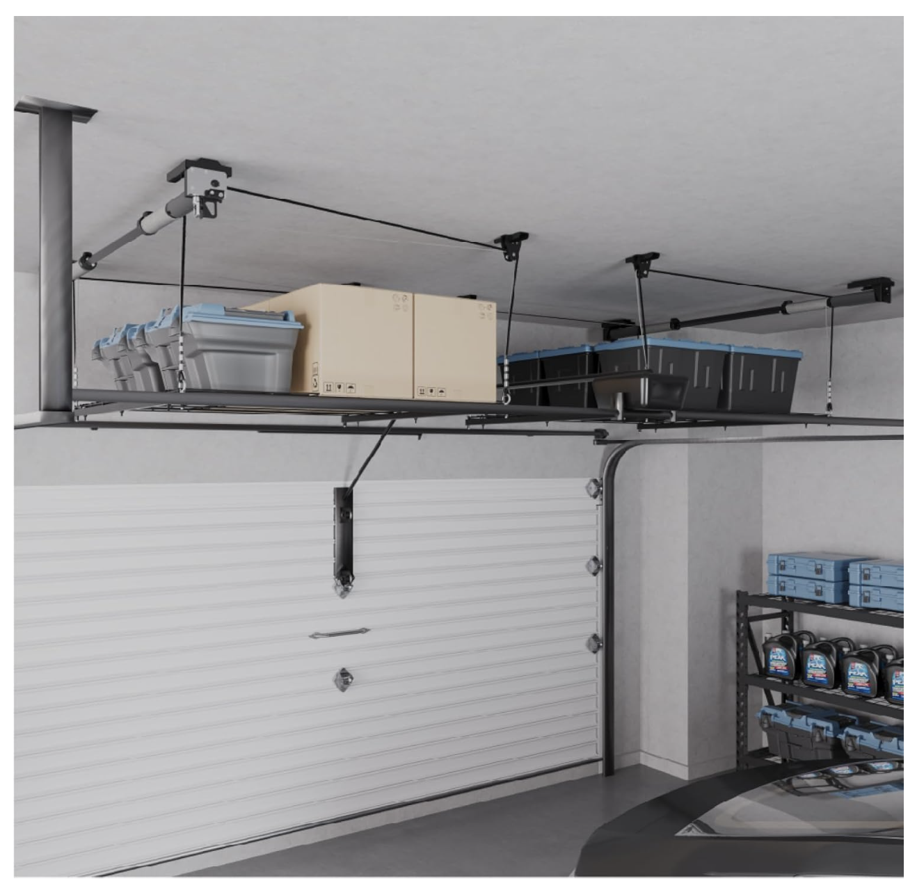 FLEXIMOUNTS GL1 Overhead Garage Lifting Storage Rack, 4x4 Ft (9 Units ...