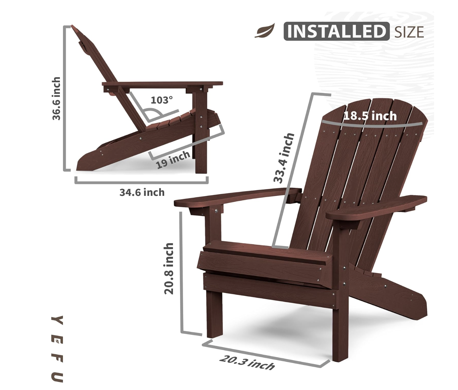 YEFU Plastic Adirondack Chairs Weather Resistant (Coffee) - SCD Sales ...