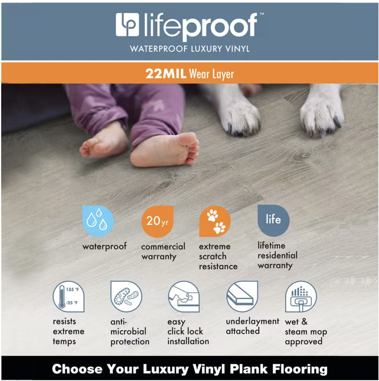 Lifeproof Overlook Slate 22 MIL x 18.5 in. W x 37 in. L Click Lock ...