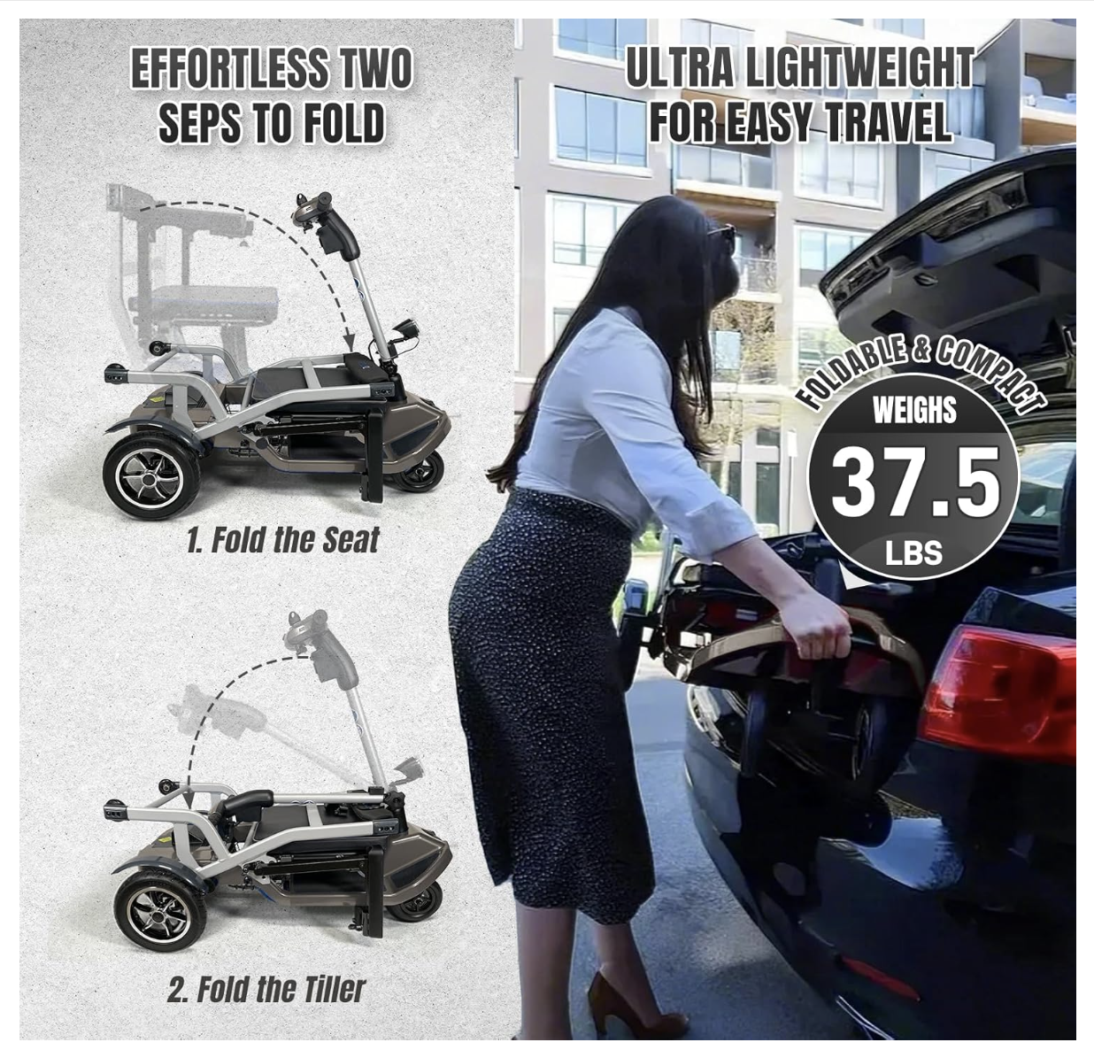 R3b-Mobility Scooters Electric Powered Folding 4 Wheel Mobility Scooter ...