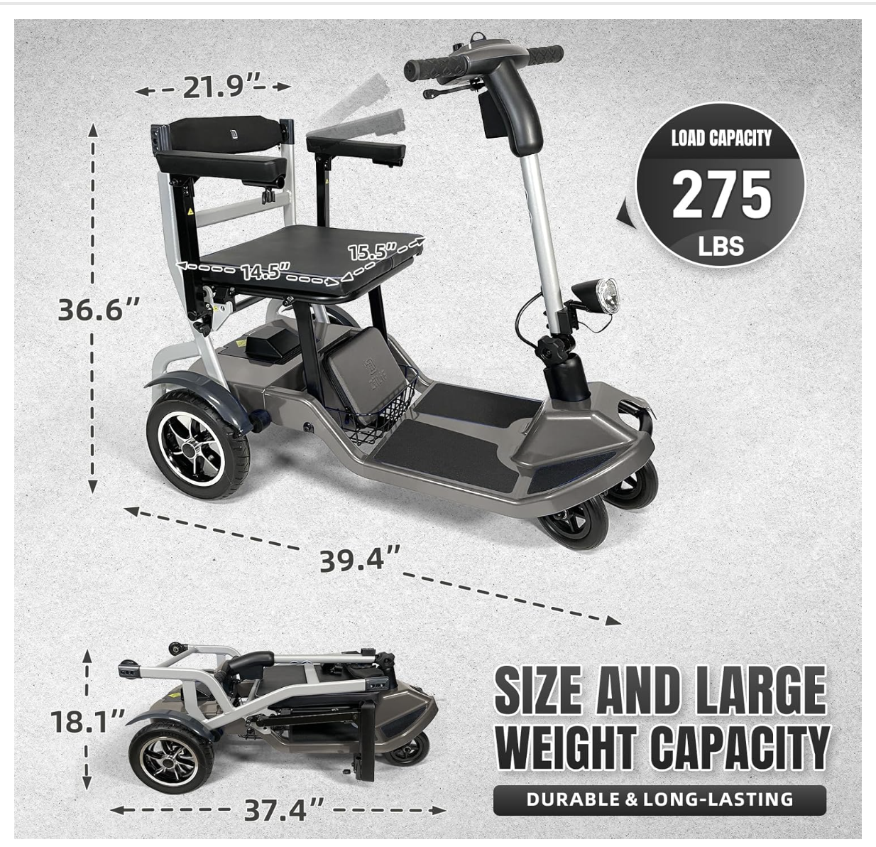 R3b-Mobility Scooters Electric Powered Folding 4 Wheel Mobility Scooter ...